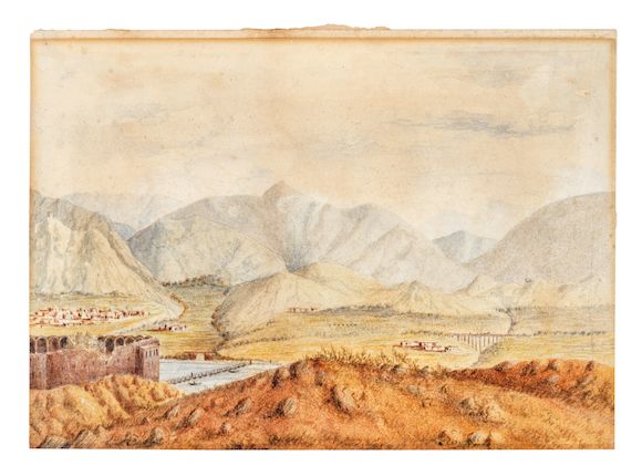 Bonhams : A view of Attock in the Punjab, showing part of the fort and ...