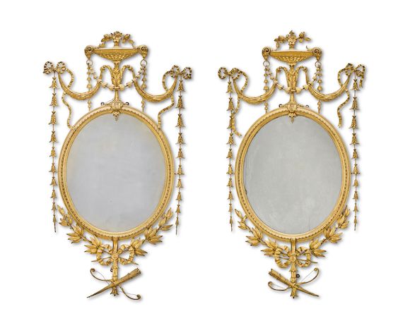 Bonhams : A pair of giltwood and composition mirrors in the manner of ...