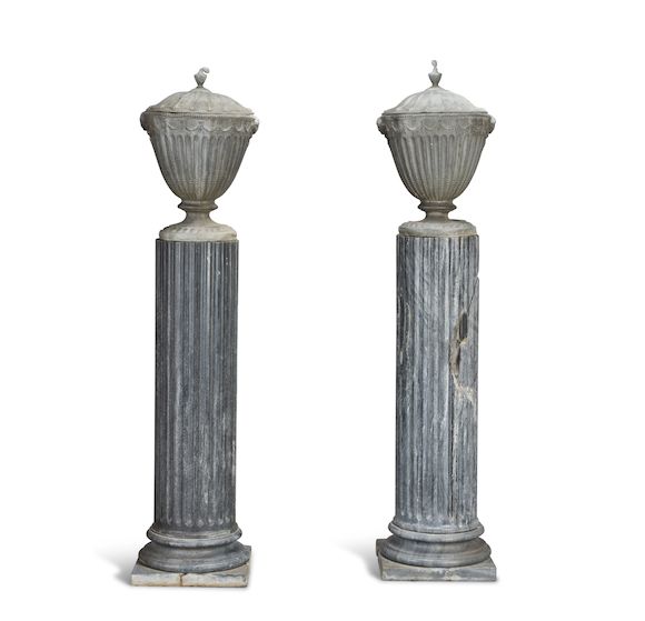 Bonhams : A pair of lead urns and covers 19th century, in the style of ...