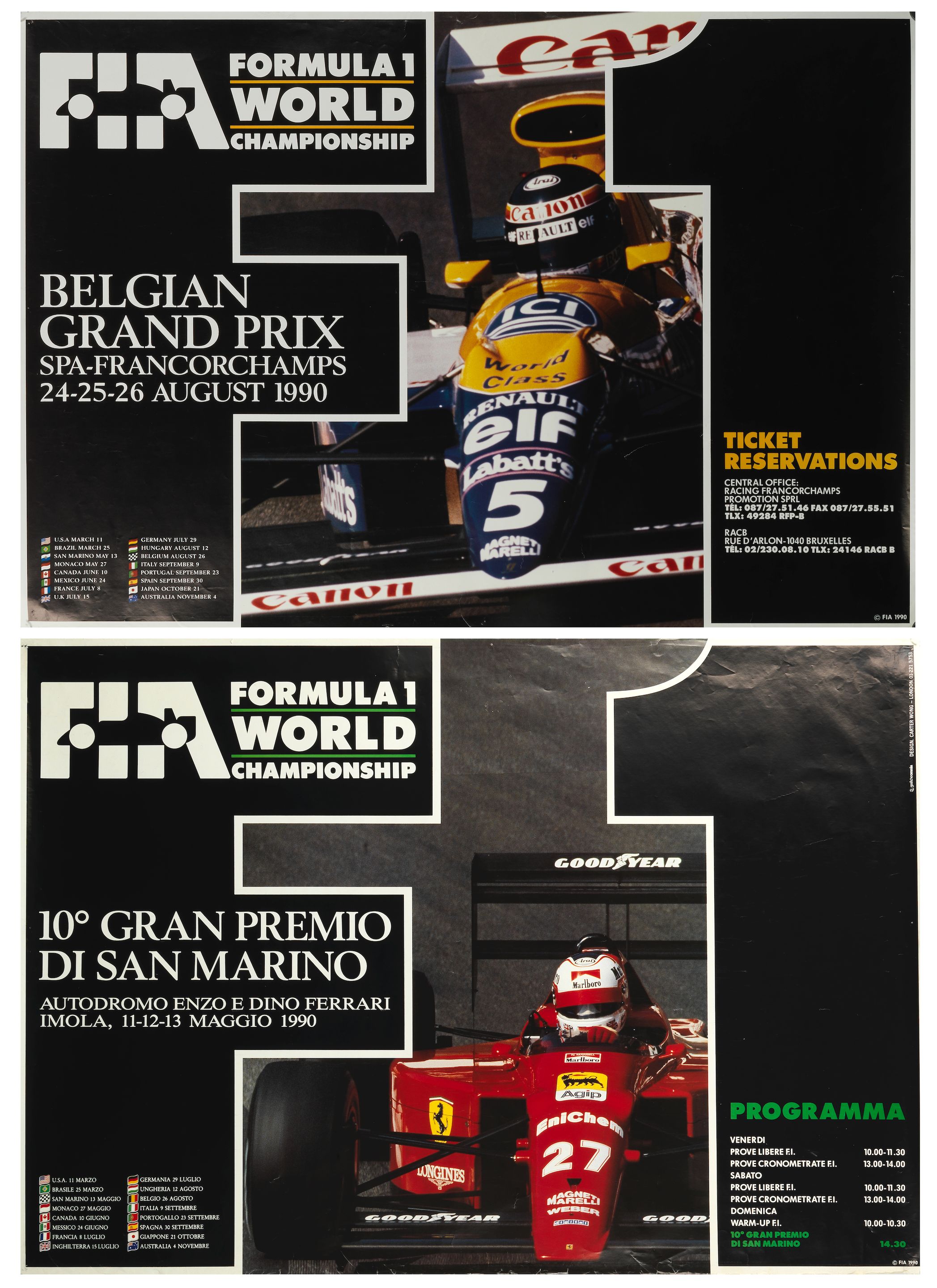 Bonhams Cars : Two large FIA F1 posters for The Belgian and San Marino ...