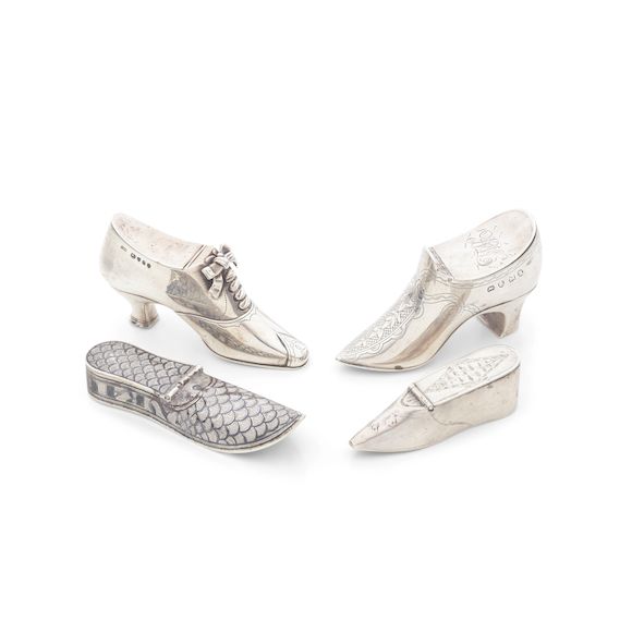 Bonhams : A collection of five shoe snuff boxes various maker's and ...