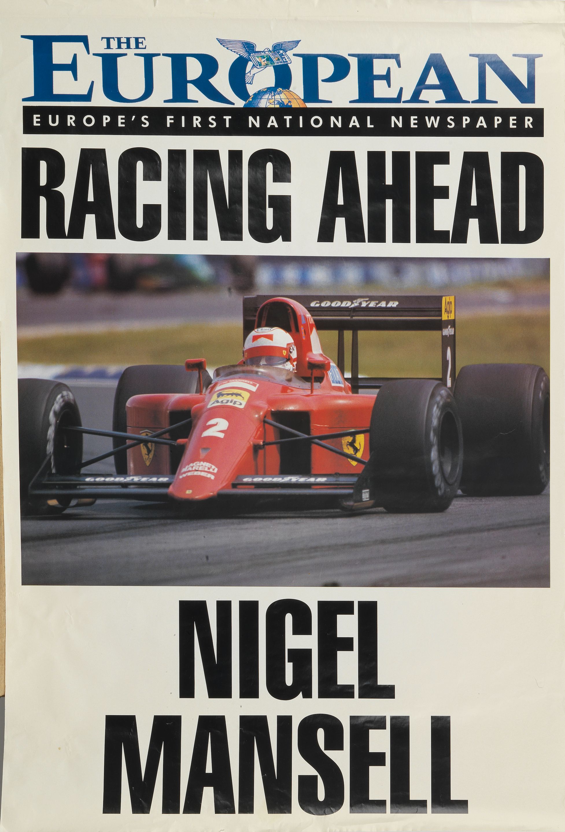 Bonhams Cars : Two newspaper billboard posters of Nigel Mansell and ...