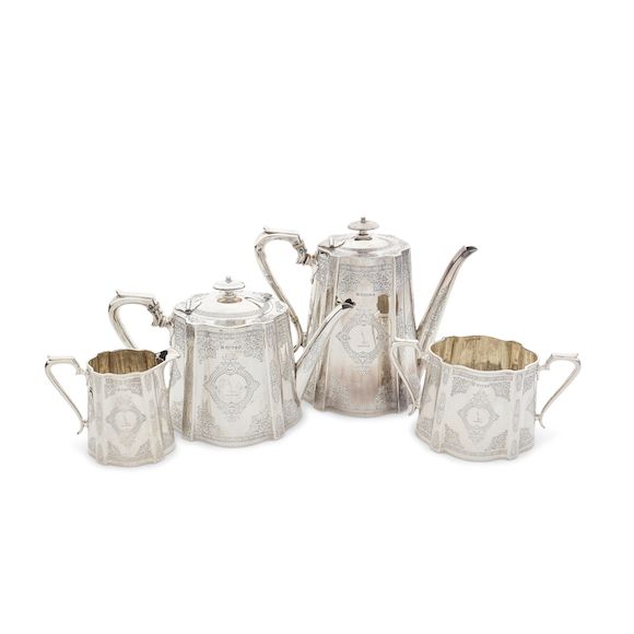 Bonhams : A Victorian four-piece silver tea set Fenton Brothers (John ...
