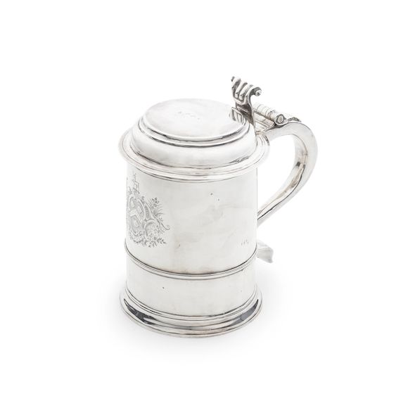 Bonhams : A George I silver lidded tankard possibly by George Boothby ...