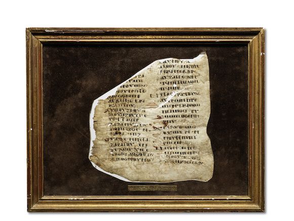 Bonhams : A Sahidic Coptic apocryphal parchment leaf from a codex