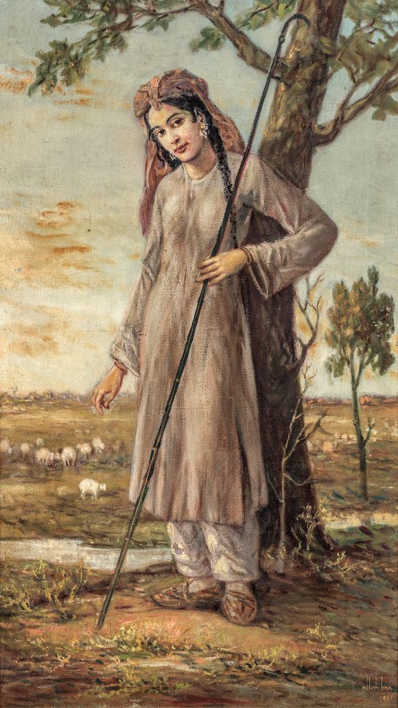 Bonhams : Ustad Allah Bux (1895-1978) Untitled (Shepherd Girl)