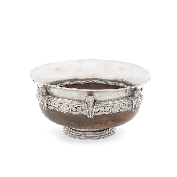 Bonhams : An important George V silver-mounted and enamel mazer-bowl ...