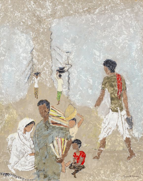 Bonhams : Sunita Kumar (B.1942) Untitled (Indian Figures)
