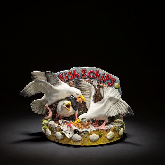 Bonhams : Michele Coxon 'Fish and Chips' sculpture, 2024