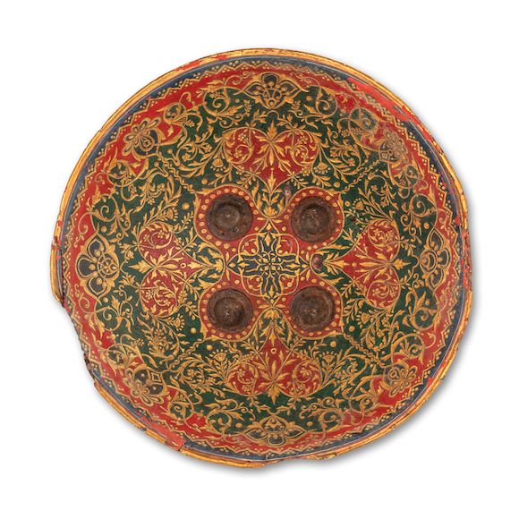 Bonhams : A painted buffalo hide shield Rajasthan, 19th Century
