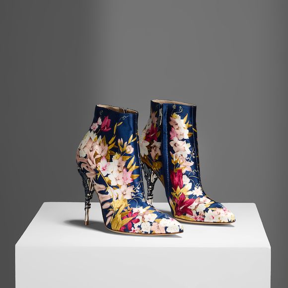 Bonhams : Ralph & Russo Ready-to-Wear: Blue Floral Print Silk Satin ...
