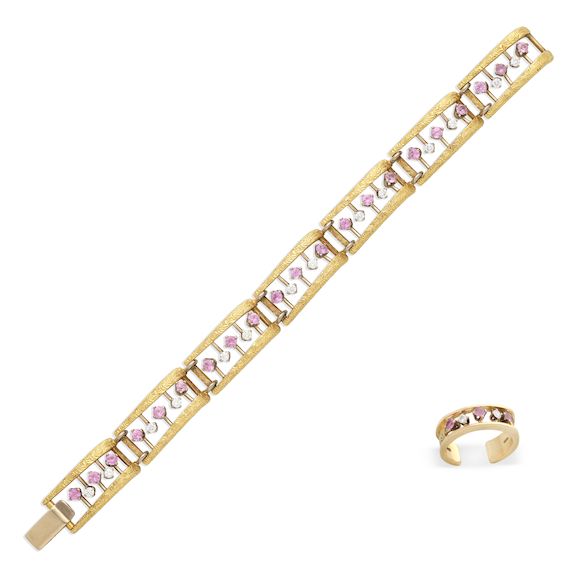 Bonhams : SIMON BENNEY: SAPPHIRE AND DIAMOND BRACELET AND RING, (2)