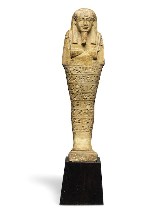 Bonhams : An Egyptian faience shabti for the Royal Scribe Hor born to ...