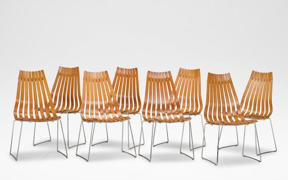 Bonhams : Hans Brattrud for Hove Møbler 'Scandia', set of eight dining chairs, designed 1958 ...