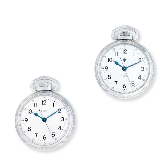Bonhams : A pair of Elgin National Watch co stainless steel keyless ...