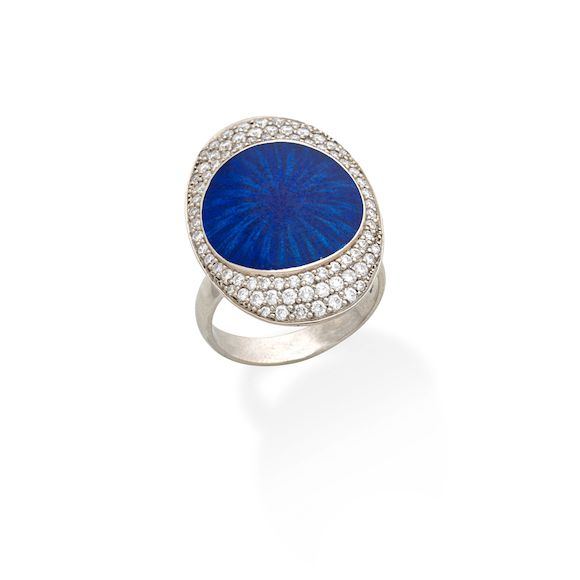 Bonhams : SIMON BENNEY: ENAMEL AND DIAMOND RING,