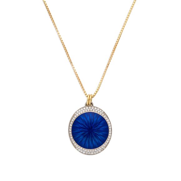 Bonhams : SIMON BENNEY: ENAMEL AND DIAMOND PENDANT,