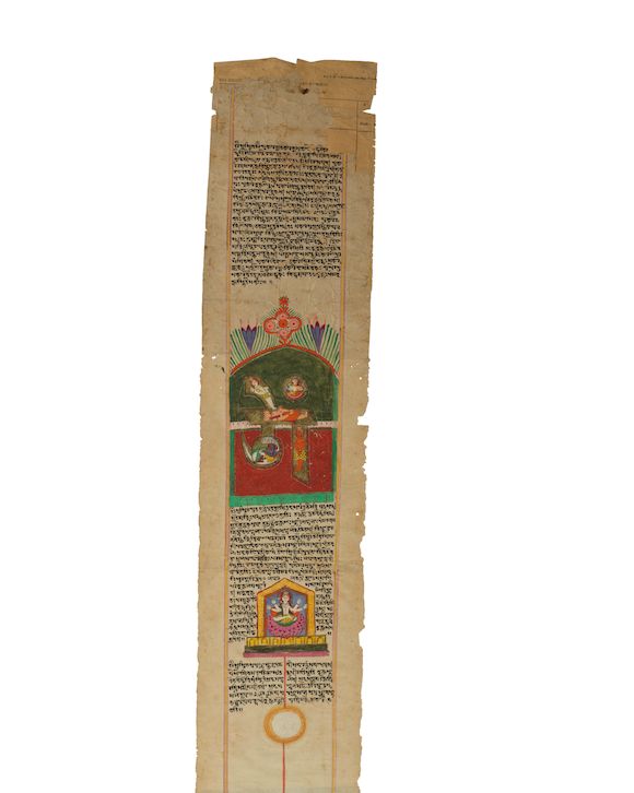 Bonhams : An illustrated Hindu devotional scroll Kashmir, 19th century