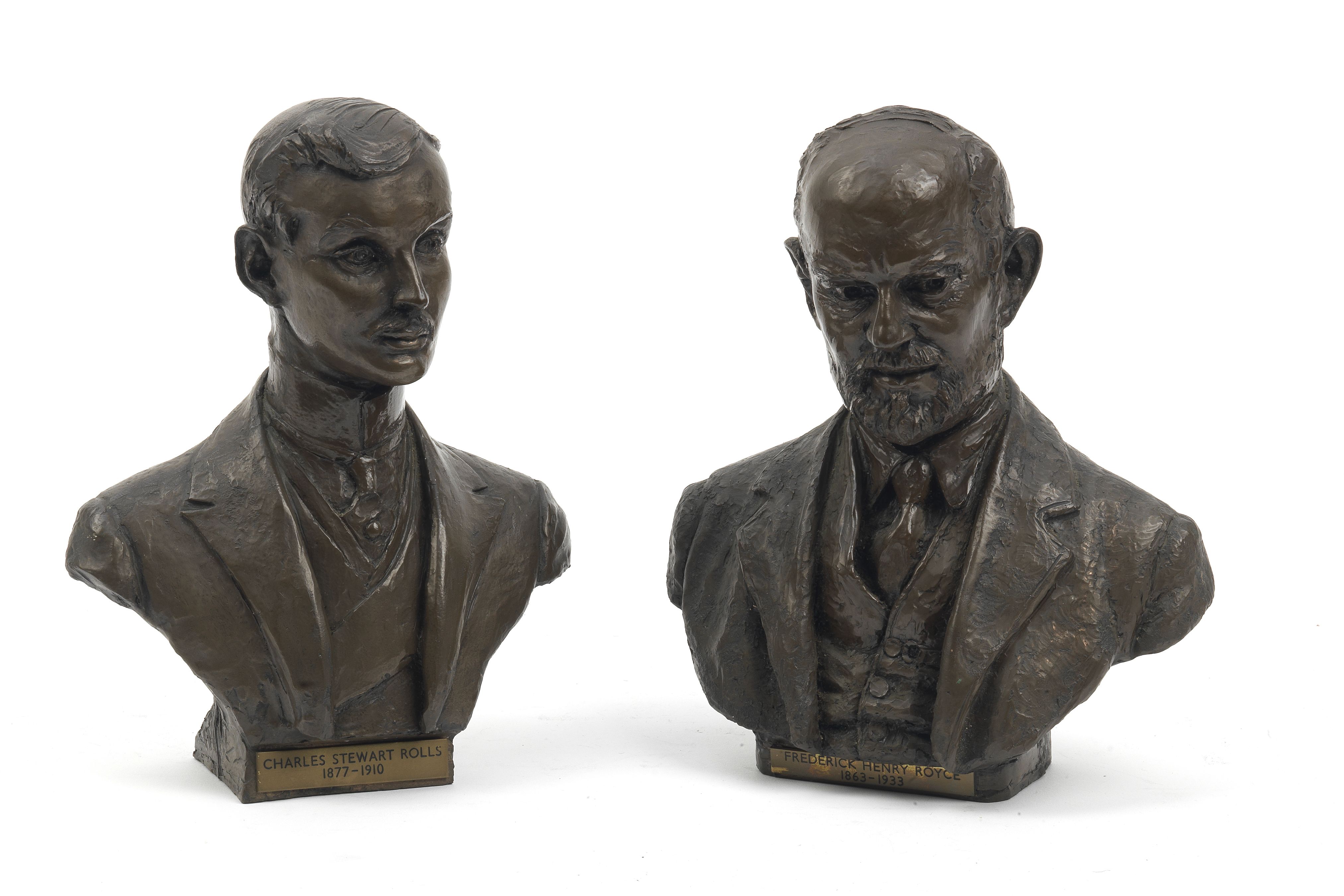 Bonhams Cars : A pair of busts of Charles Stewart Rolls and Frederick ...