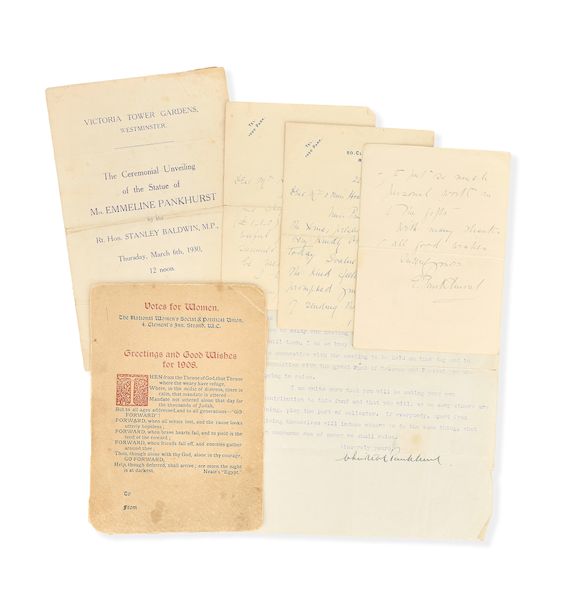 Bonhams : SUFFRAGE – THE PANKHURSTS Group of autograph and typed ...