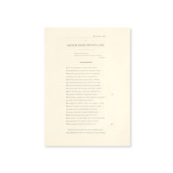Bonhams : BYRON (GEORGE GORDON NOEL, LORD) A Sketch from Private Life ...