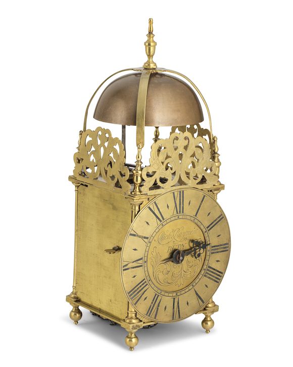 Bonhams : A mid-18th century brass striking lantern clock Richard ...