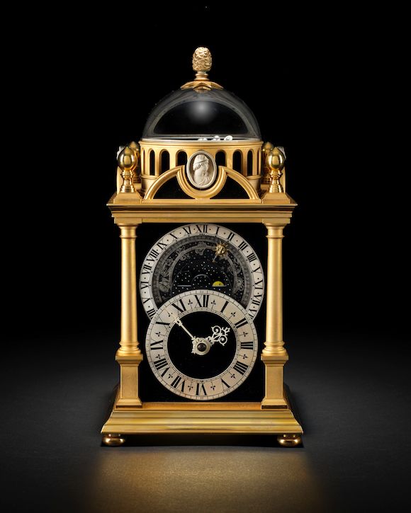 Bonhams : A remarkable late 20th century Planetarium table clock with planisphere and hand ...