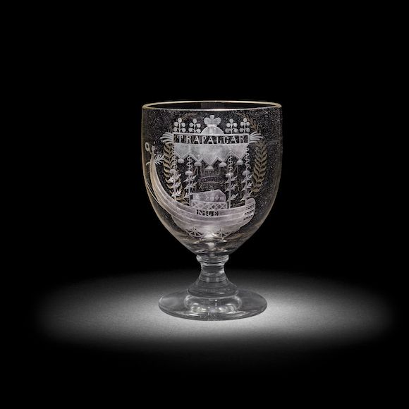 Bonhams : A large engraved Nelson commemorative goblet, dated 1806