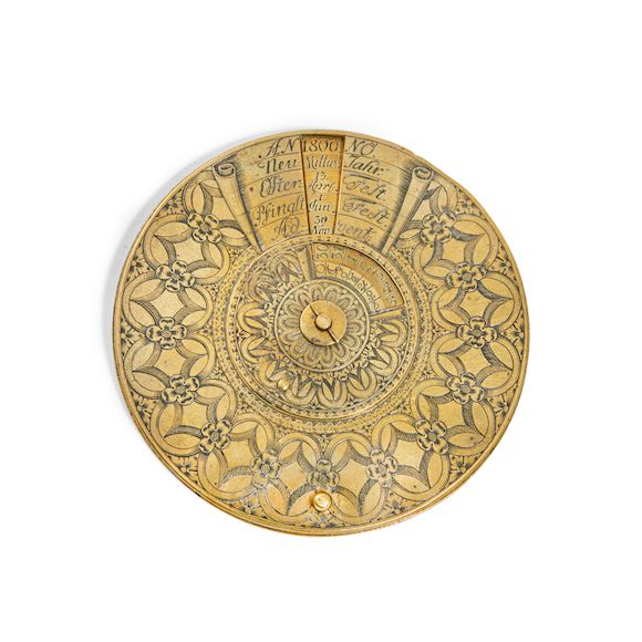Bonhams : A well engraved brass perpetual calendar, German, circa 1700,