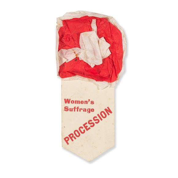 Bonhams : WOMEN'S SUFFRAGE PROCESSION 1907 – 'MUD MARCH' Rosette of red ...