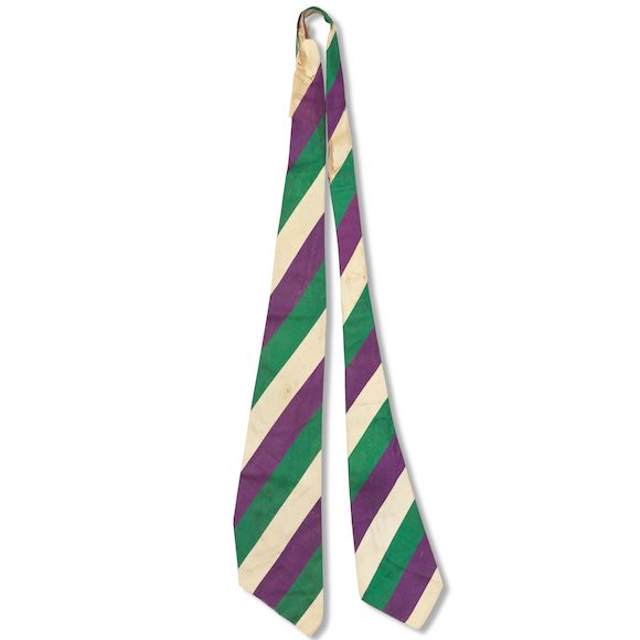 Bonhams : SUFFRAGE TIE in WSPU colours, c.1908