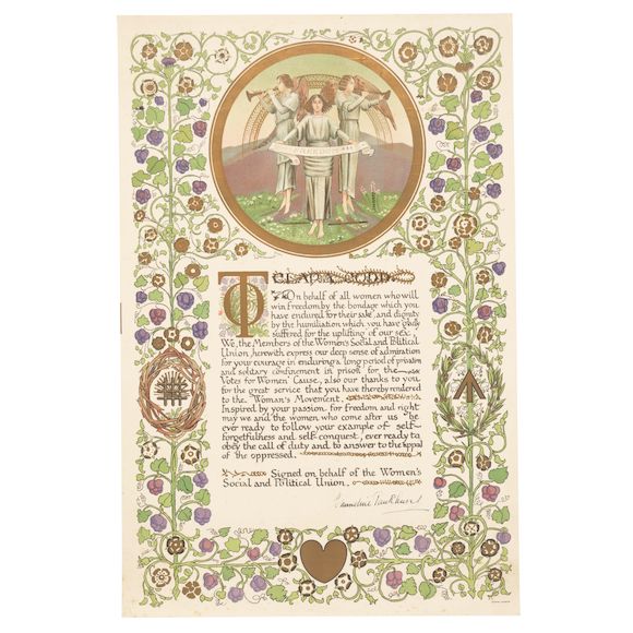 Bonhams : ILLUMINATED ADDRESS – CLARA CODD Illuminated printed address ...