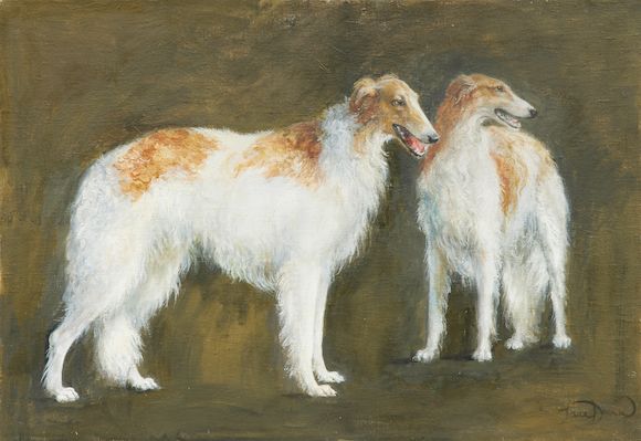 Bonhams : Jane Dunn (British, born 1953) A pair of Borzois (unframed)