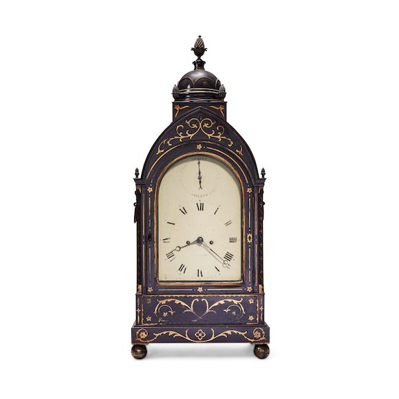 Bonhams : A 19th century English ebonised and brass inlaid bracket ...
