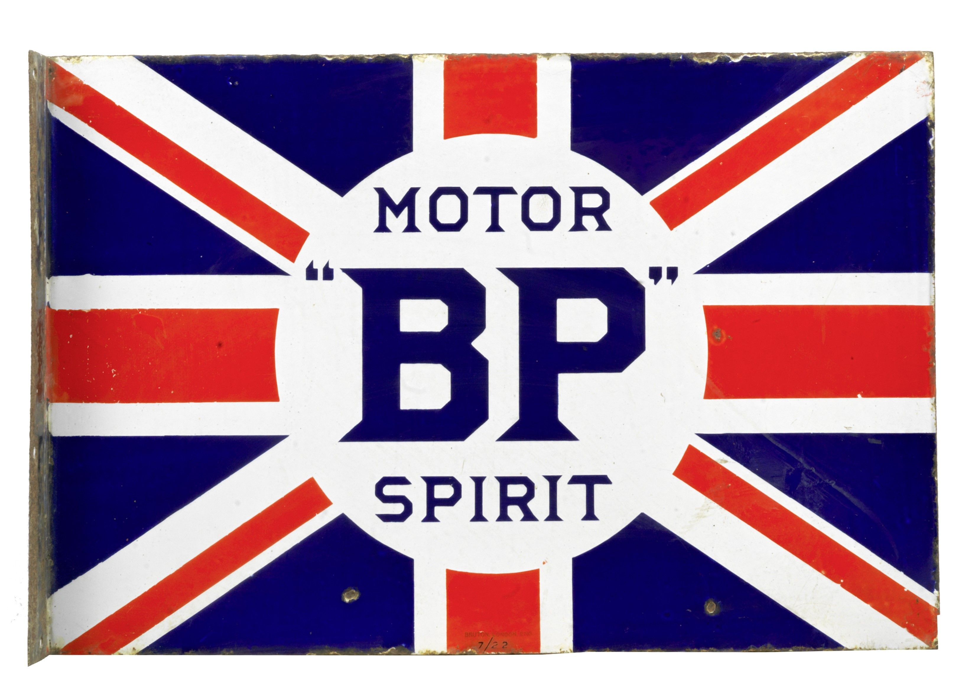 Bonhams Cars : A 'BP Motor Spirit' Union Jack double-sided flange ...