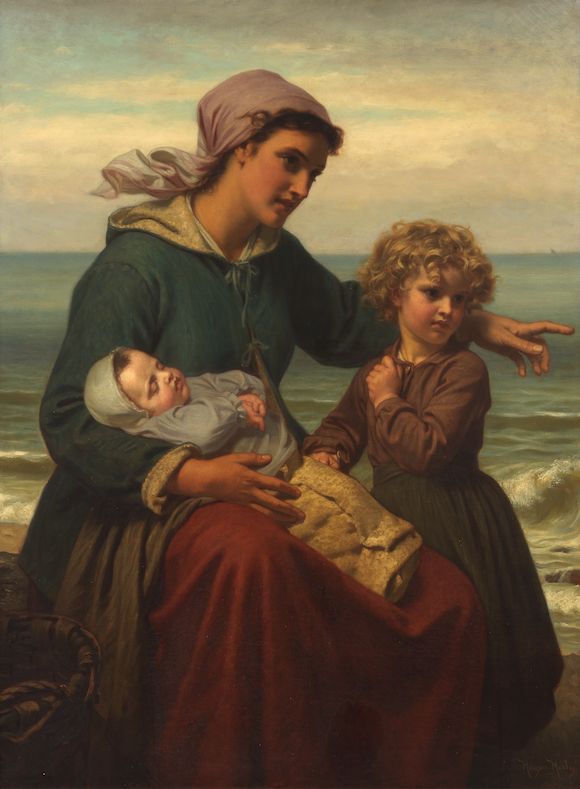 Bonhams : Hugues Merle (French, 1823-1881) Awaiting his return