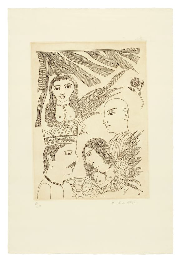 Bonhams : Badri Narayan (1929-2013) Untitled (Figures)