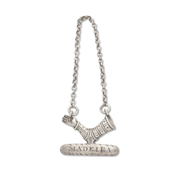 Bonhams : A George III silver heraldic MADEIRA label maker's mark HC ...