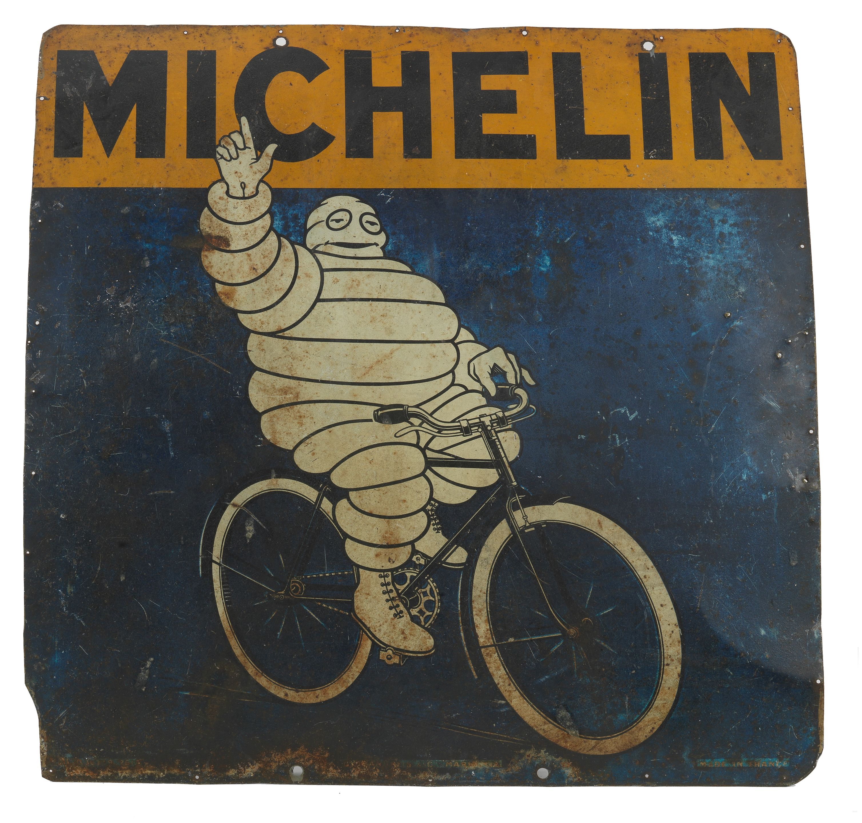 Bonhams Cars : A Michelin cycle tyres printed tin sign, Made in France,