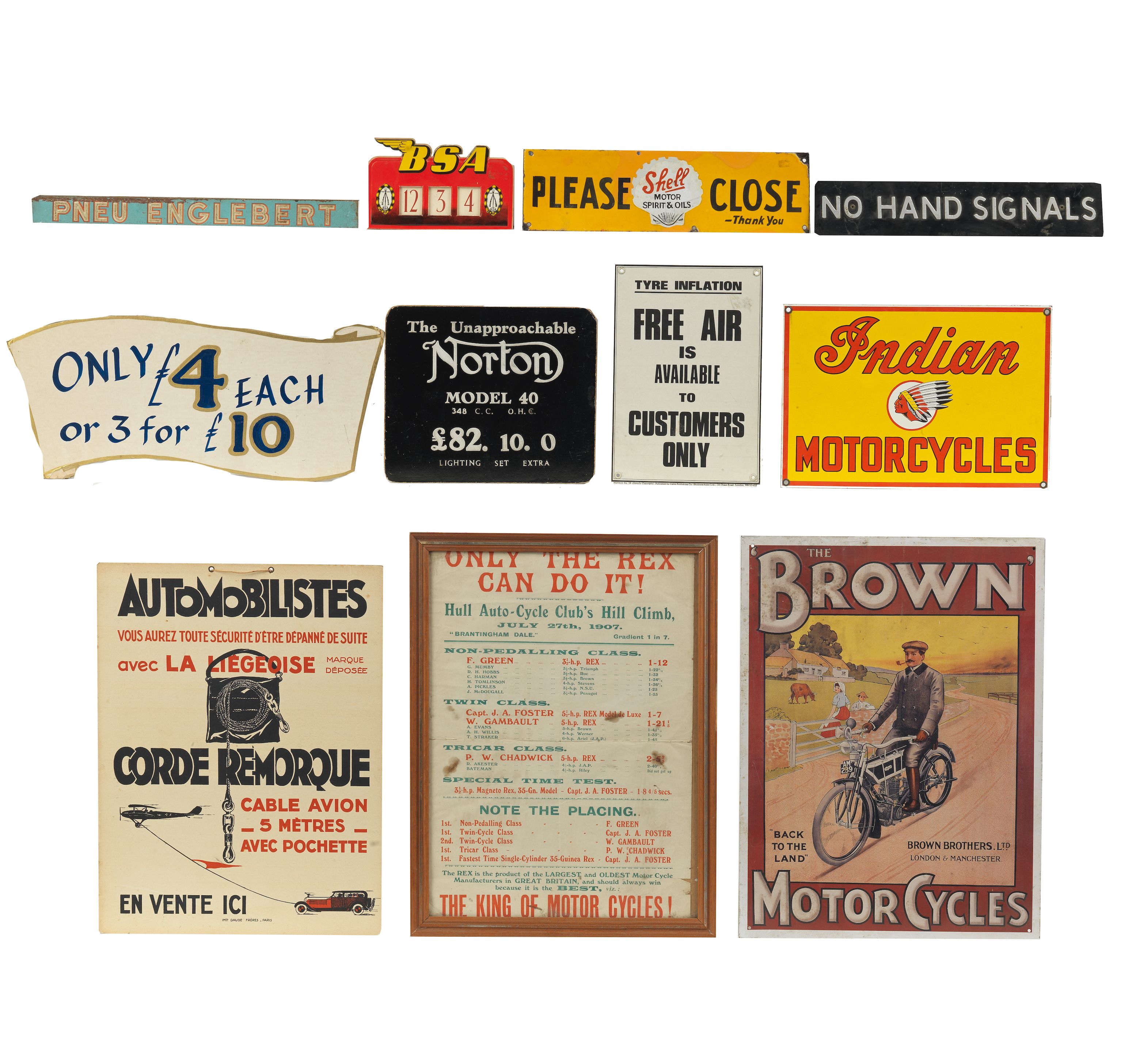 Bonhams Cars : Assorted small signs, ((Qty))