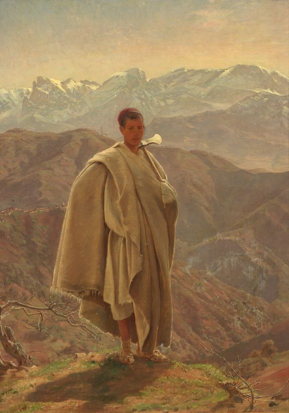 Bonhams : Edgar Barclay (British, 1842-1913) Young boy in a mountainous ...