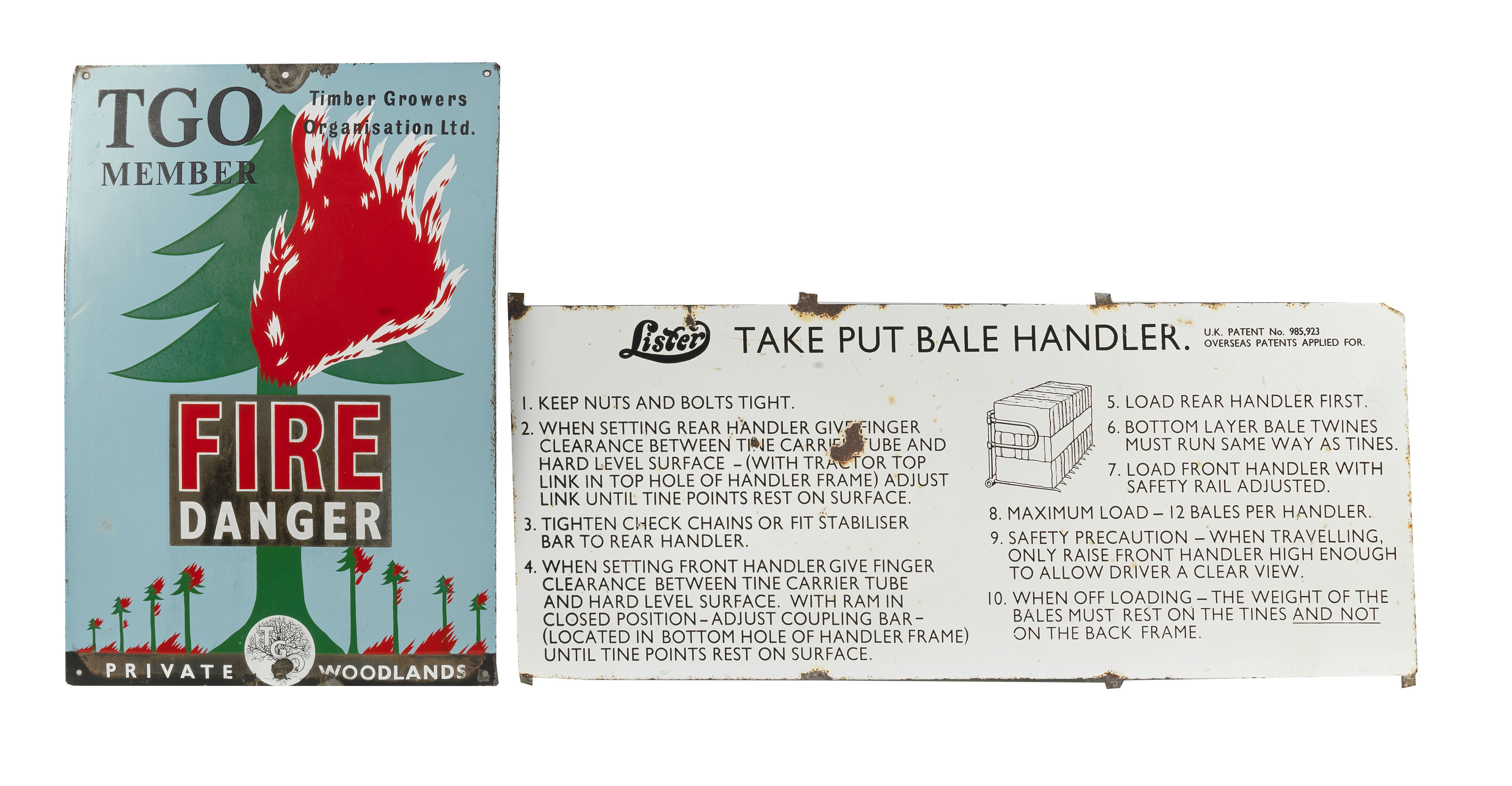 Bonhams Cars : Two agroforestry enamel signs, ((2))