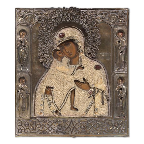 Bonhams : Icon of the The Feodorovskaya Mother of Godmaker's mark in ...
