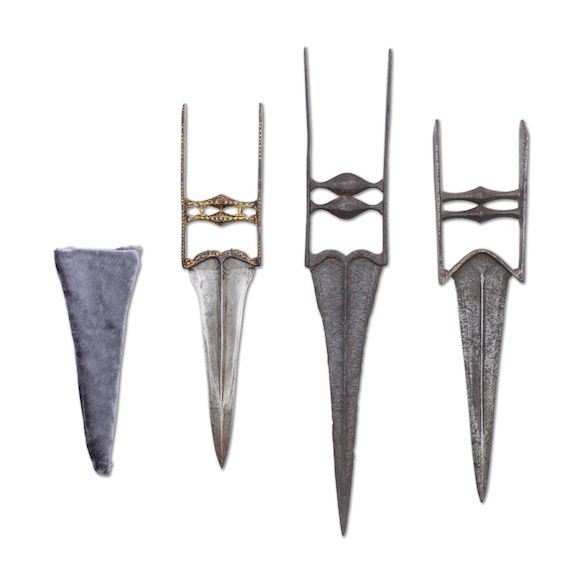 Bonhams : A group of three steel push-daggers (katars) India, 18th ...