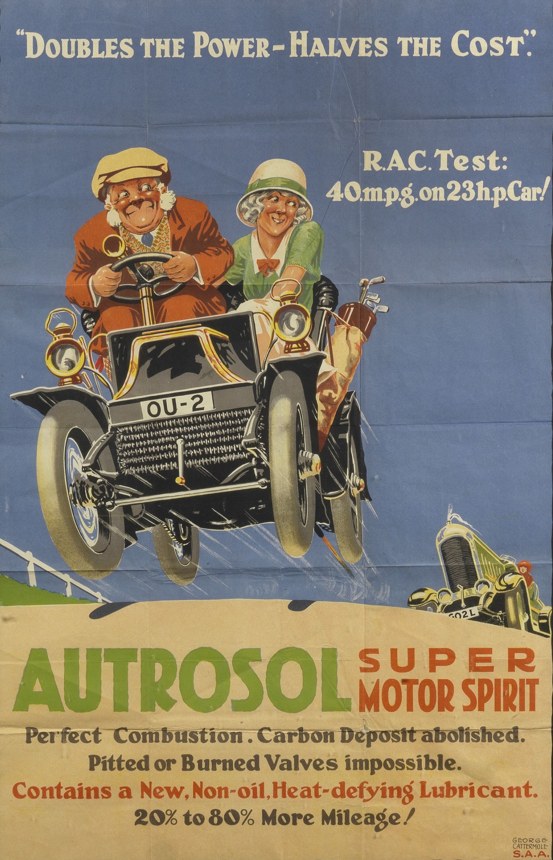 Bonhams Cars : An 'Autrosol Super Motor Spirit' advertising poster, 1930s,