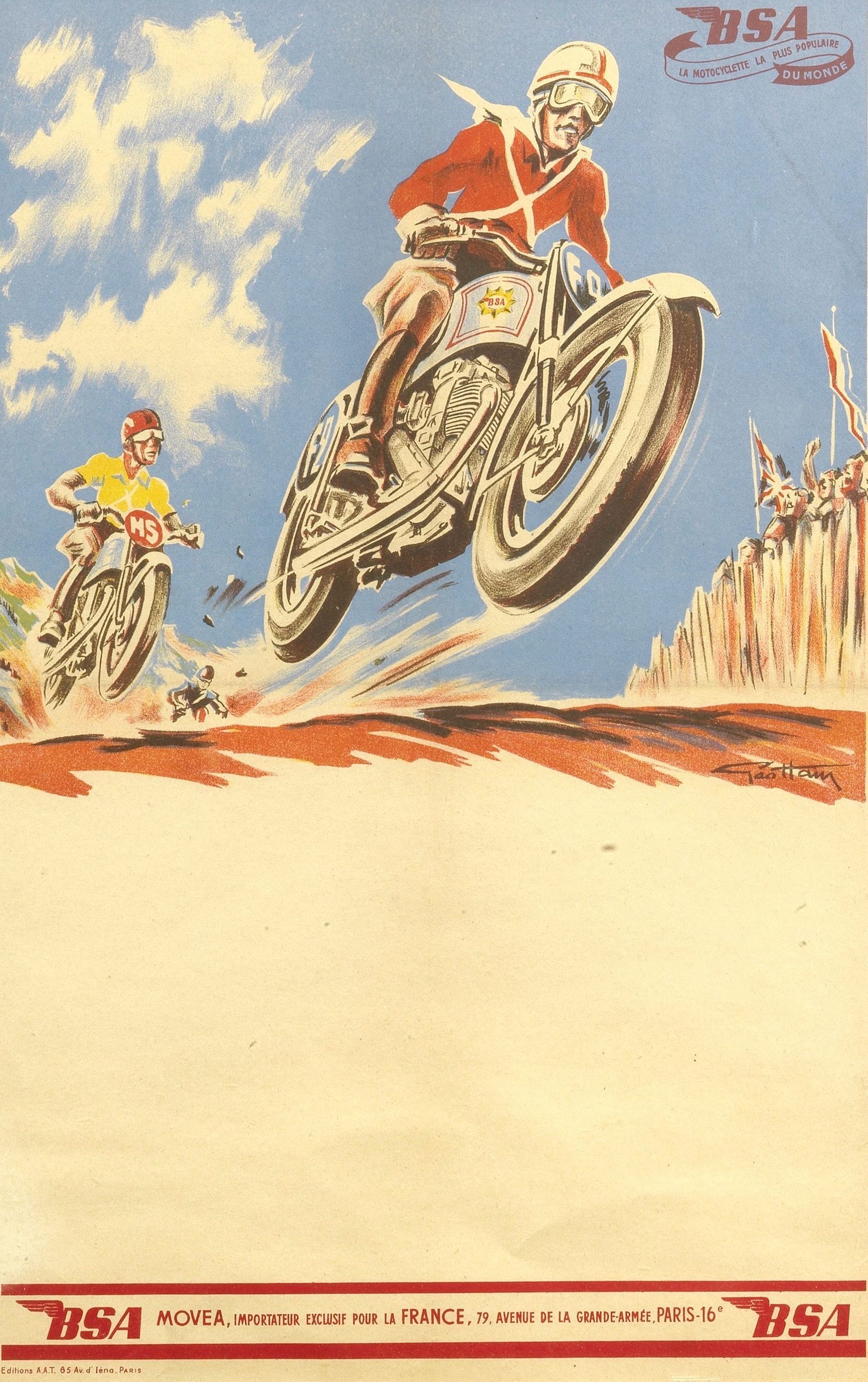 Bonhams Cars : BSA Motorcycle poster after Geo Ham, French, circa 1950 ...