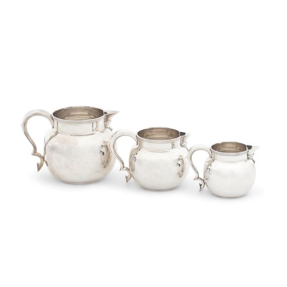 Bonhams : Three graduated silver jugs Edward Barnard & Sons Ltd and ...