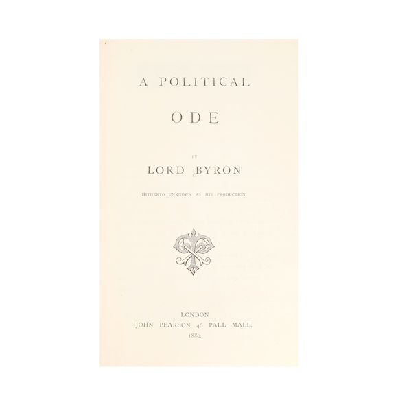 Bonhams : BYRON (GEORGE GORDON NOEL, LORD) A Political Ode... Hitherto ...