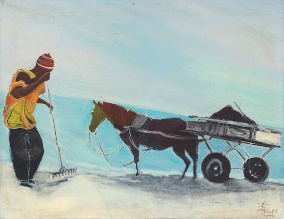 Bonhams : El Hadji Sy (Senegalese, born 1954) Sy Gathering seaweed