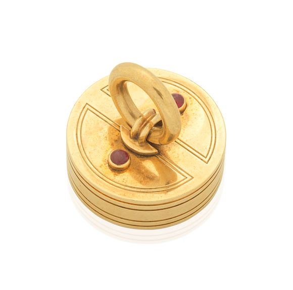 Bonhams : CARTIER: GOLD AND RUBY PILL BOX,